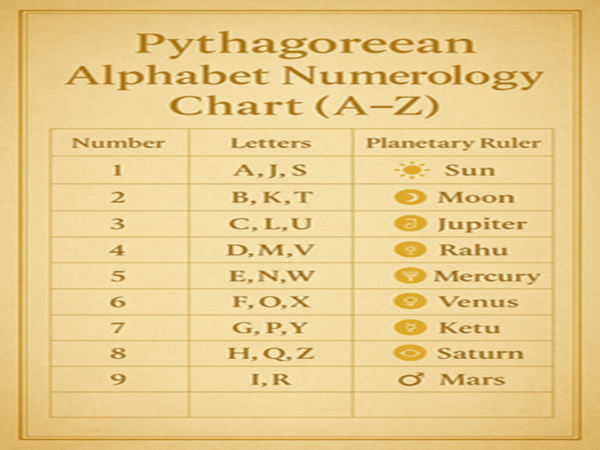 Numerology Alphabet Number Chart & Alphabet Numbers